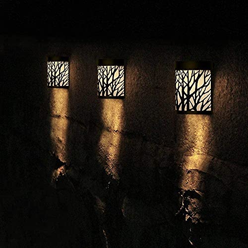 Timeflies Solar Wall Lights Outdoor Decorative, Outdoor Wall Sconce Black Forest Lighting, 2 Modes, Black, 2 Pack