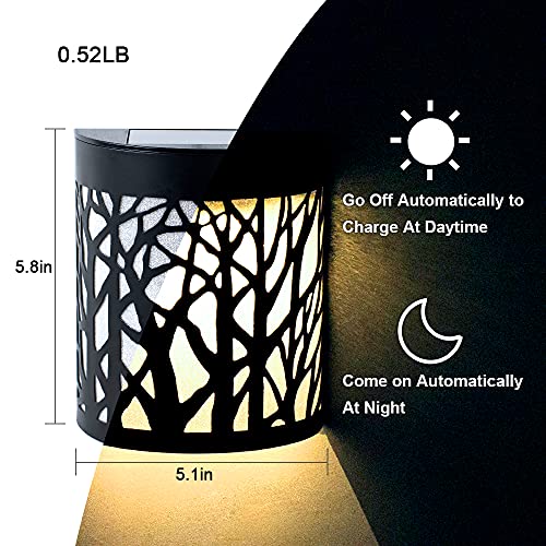 Timeflies Solar Wall Lights Outdoor Decorative, Outdoor Wall Sconce Black Forest Lighting, 2 Modes, Black, 2 Pack