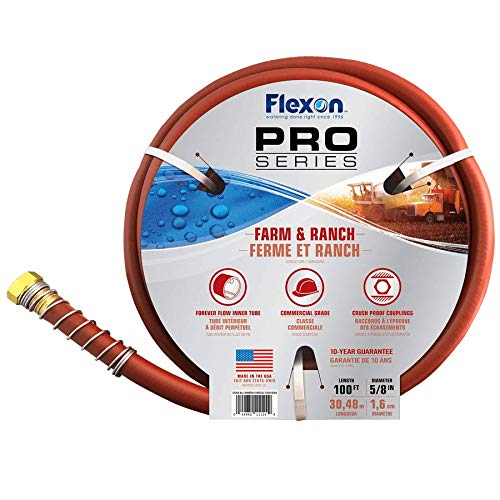 Flexon FA58100CN Farm and Ranch Garden Hose, 100 ft, Red