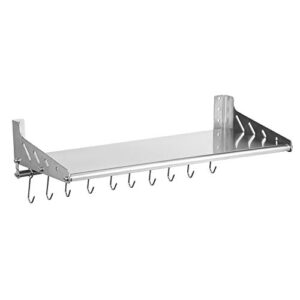 funan mountain stainless stell wall mount shelf with hooks 304 bathroom kitchen commercial shelf rack restaurant bar multifunctional storage shelf (10.63, 23.62)