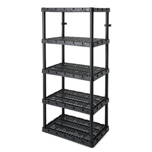 gracious living 5 shelf knect-a-shelf ventilated extra heavy duty storage unit 24 x 36 x 72 organizer system for home, garage, basement & laundry, black