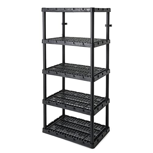 Gracious Living 5 Shelf Knect-A-Shelf Ventilated Extra Heavy Duty Storage Unit 24 x 36 x 72 Organizer System for Home, Garage, Basement & Laundry, Black