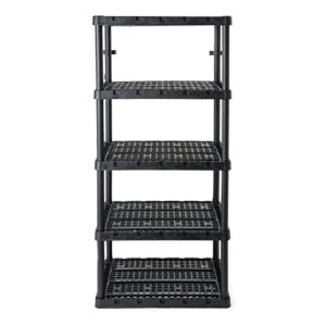 Gracious Living 5 Shelf Knect-A-Shelf Ventilated Extra Heavy Duty Storage Unit 24 x 36 x 72 Organizer System for Home, Garage, Basement & Laundry, Black