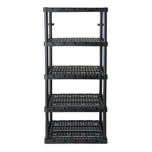 Gracious Living 5 Shelf Knect-A-Shelf Ventilated Extra Heavy Duty Storage Unit 24 x 36 x 72 Organizer System for Home, Garage, Basement & Laundry, Black