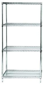 quantum h/d 63" h 4-shelf wire shelving kit, 800lb, wr63, nsf, chrome