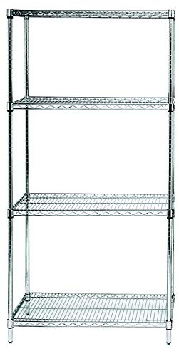 Quantum H/D 63" H 4-Shelf Wire Shelving Kit, 800lb, WR63, NSF, Chrome