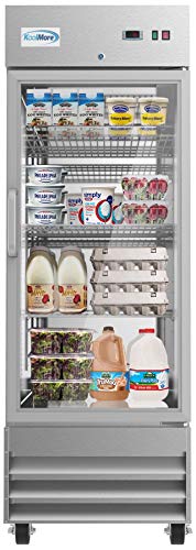 KoolMore - RIR-1D-GD 29" Stainless Steel 1 Glass Door Commercial Reach-in Refrigerator Cooler - 23 cu. ft