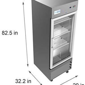 KoolMore - RIR-1D-GD 29" Stainless Steel 1 Glass Door Commercial Reach-in Refrigerator Cooler - 23 cu. ft