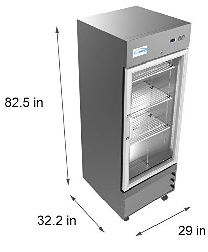 KoolMore - RIR-1D-GD 29" Stainless Steel 1 Glass Door Commercial Reach-in Refrigerator Cooler - 23 cu. ft