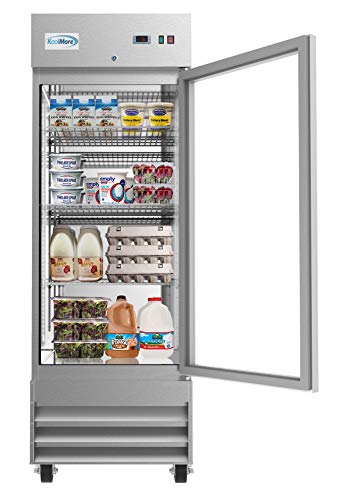 KoolMore - RIR-1D-GD 29" Stainless Steel 1 Glass Door Commercial Reach-in Refrigerator Cooler - 23 cu. ft