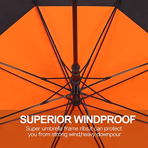 Doubwell golf umbrella large size 68 inches air vent double canopy windproof automatic straight rain umbrellas (orange/black)