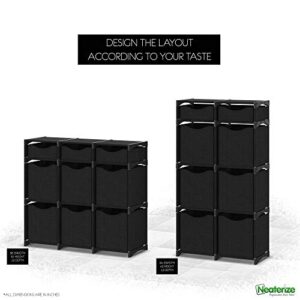 9 Cube Organizer | Set of Storage Cubes Included | DIY Closet Organizer Bins | Cube Organizers and Storage Shelves Unit | Closet Organizer for Bedroom, Playroom, Livingroom, Office, Dorm (Black)