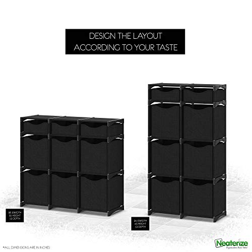 9 Cube Organizer | Set of Storage Cubes Included | DIY Closet Organizer Bins | Cube Organizers and Storage Shelves Unit | Closet Organizer for Bedroom, Playroom, Livingroom, Office, Dorm (Black)