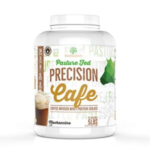 Precision ISO Mochaccino (5lb) | 28g Premium Pasture Fed Whey Protein Isolate with Caffeine | Zero Sugar | Non-GMO | 70 Servings