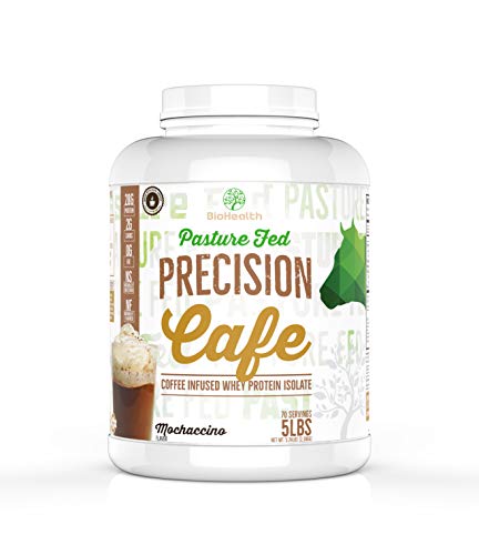 Precision ISO Mochaccino (5lb) | 28g Premium Pasture Fed Whey Protein Isolate with Caffeine | Zero Sugar | Non-GMO | 70 Servings