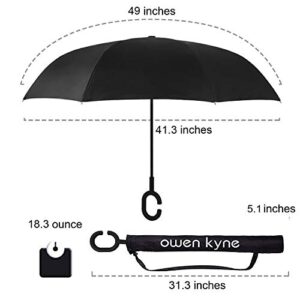 owen kyne Windproof Double Layer Folding Inverted Umbrella, Self Stand Upside-down Rain Protection Car Reverse Umbrellas with C-shaped Handle (Rain Tower)