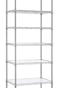 Finnhomy 8-Tier Wire Shelving Unit, Adjustable Pantry Shelves, 8 Shelves Metal Shelving for Storage, Wire Storage Racks or Two 4-Tier Shelving Units with 8 Pieces of PE mat, NSF Certified, Chrome