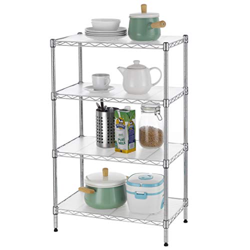 Finnhomy 8-Tier Wire Shelving Unit, Adjustable Pantry Shelves, 8 Shelves Metal Shelving for Storage, Wire Storage Racks or Two 4-Tier Shelving Units with 8 Pieces of PE mat, NSF Certified, Chrome