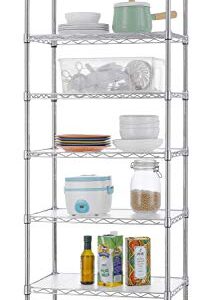 Finnhomy 8-Tier Wire Shelving Unit, Adjustable Pantry Shelves, 8 Shelves Metal Shelving for Storage, Wire Storage Racks or Two 4-Tier Shelving Units with 8 Pieces of PE mat, NSF Certified, Chrome