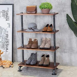 vandnali industrial 4-tier pipe storage rack, standing shelf unit, rustic display rack for home retail office, bag/bookshelf/tools holder, 27.6’’ x 11.8’’ x 43.3’’