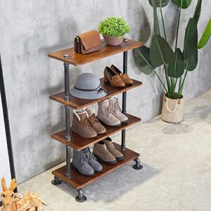 VANDNALI Industrial 4-Tier Pipe Storage Rack, Standing Shelf Unit, Rustic Display Rack for Home Retail Office, Bag/Bookshelf/Tools Holder, 27.6’’ x 11.8’’ x 43.3’’