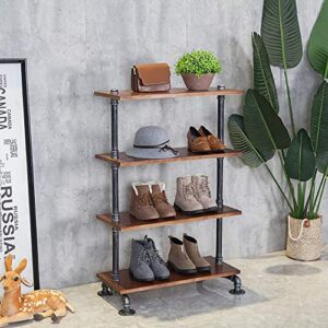 VANDNALI Industrial 4-Tier Pipe Storage Rack, Standing Shelf Unit, Rustic Display Rack for Home Retail Office, Bag/Bookshelf/Tools Holder, 27.6’’ x 11.8’’ x 43.3’’