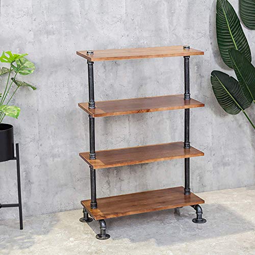 VANDNALI Industrial 4-Tier Pipe Storage Rack, Standing Shelf Unit, Rustic Display Rack for Home Retail Office, Bag/Bookshelf/Tools Holder, 27.6’’ x 11.8’’ x 43.3’’