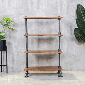 VANDNALI Industrial 4-Tier Pipe Storage Rack, Standing Shelf Unit, Rustic Display Rack for Home Retail Office, Bag/Bookshelf/Tools Holder, 27.6’’ x 11.8’’ x 43.3’’