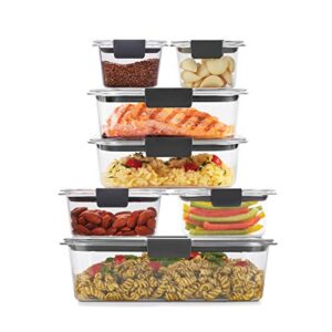 rubbermaid brilliance bpa free food storage containers with lids, airtight, for lunch, meal prep, and leftovers, set of 7