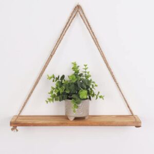 rutledge & king hanging wall shelves - distressed wooden hanging storage shelves - rustic swing rope (1, light brown)