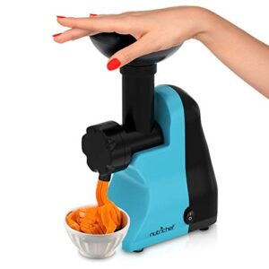 nutrichef ncim30 electric maker fruit sorbet machine makes healthy vegan ice cream desserts, soft serve gelato, smoothie, slushie, frozen dairy free yogurt w/recipe book, one size, blue