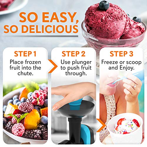 Nutrichef NCIM30 Electric Maker Fruit Sorbet Machine Makes Healthy Vegan Ice Cream Desserts, Soft Serve Gelato, Smoothie, Slushie, Frozen Dairy Free Yogurt w/Recipe Book, One size, Blue