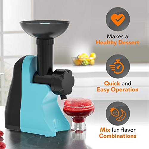 Nutrichef NCIM30 Electric Maker Fruit Sorbet Machine Makes Healthy Vegan Ice Cream Desserts, Soft Serve Gelato, Smoothie, Slushie, Frozen Dairy Free Yogurt w/Recipe Book, One size, Blue