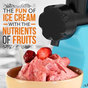 Nutrichef NCIM30 Electric Maker Fruit Sorbet Machine Makes Healthy Vegan Ice Cream Desserts, Soft Serve Gelato, Smoothie, Slushie, Frozen Dairy Free Yogurt w/Recipe Book, One size, Blue