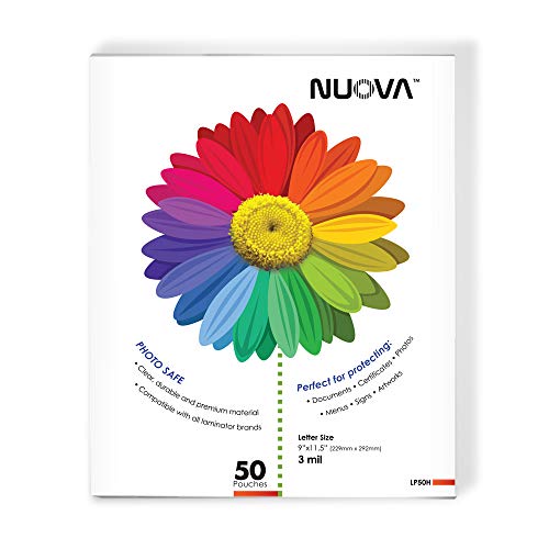 Nuova LP50H Thermal Laminating Pouches 9 x 11.5 Inches, Letter Size, 50-Sheets (3-mil)