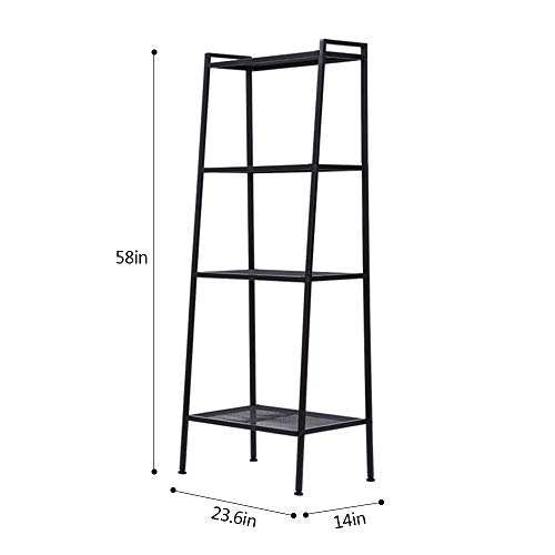 Metal Storage Rack, FOME 4-Shelf Shelving Heavy Duty Adjustable Shelves Storage Shelf Corner Shelf Free Standing Ladder Shaped Plant Flower Stand Rack for Laundry Bathroom Kitchen Pantry Closet