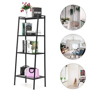 Metal Storage Rack, FOME 4-Shelf Shelving Heavy Duty Adjustable Shelves Storage Shelf Corner Shelf Free Standing Ladder Shaped Plant Flower Stand Rack for Laundry Bathroom Kitchen Pantry Closet