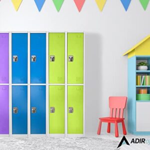 AdirOffice Large School Locker with 2 Doors 2 Hooks Storage Locker for Garage Storage - Office Storage Lockers (2 Door, Black)