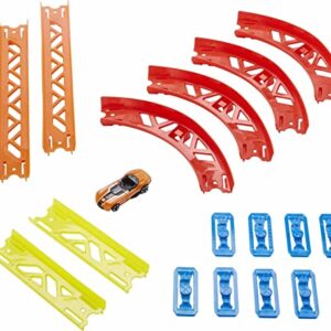 Hot Wheels Track Builder Unlimited Playset Premium Curve Pack, 16 Component Parts & 1:64 Scale Toy Car