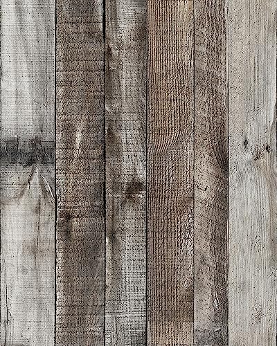 Livebor Grey Wood Wallpaper Peel and Stick Wallpaper Contact Paper 17.7inch x 118.1inch Shiplap Wood Peel and Stick Wallpaper Faux Wood Plank Wall Paper Barnwood Contact Paper Self Adhesive Decor