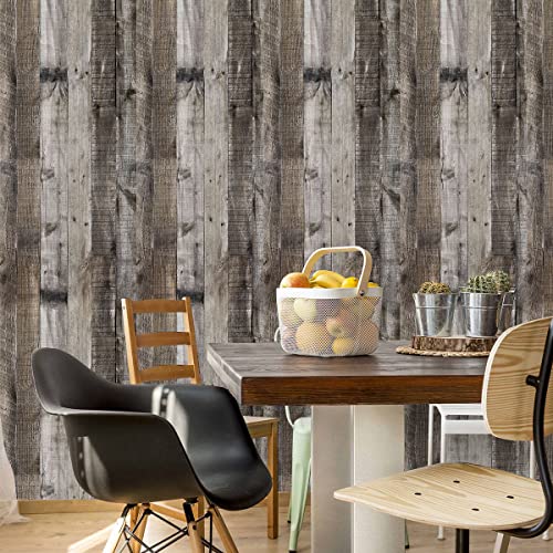 Livebor Grey Wood Wallpaper Peel and Stick Wallpaper Contact Paper 17.7inch x 118.1inch Shiplap Wood Peel and Stick Wallpaper Faux Wood Plank Wall Paper Barnwood Contact Paper Self Adhesive Decor