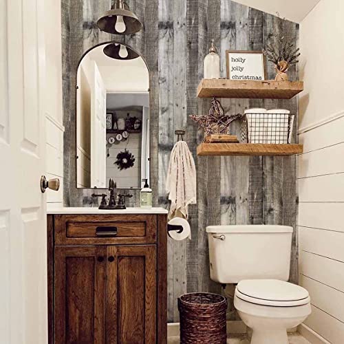 Livebor Grey Wood Wallpaper Peel and Stick Wallpaper Contact Paper 17.7inch x 118.1inch Shiplap Wood Peel and Stick Wallpaper Faux Wood Plank Wall Paper Barnwood Contact Paper Self Adhesive Decor