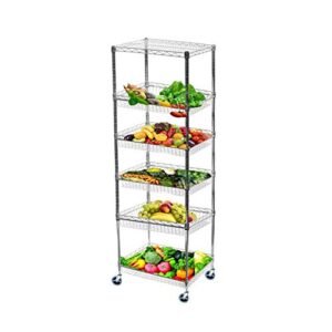 omega 14" deep x 48" wide x 92" high 6 tier chrome mobile basket unit