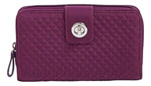 vera bradley iconic rfid turnlock wallet in gloxinia purple microfiber