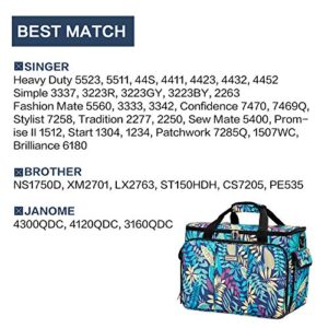 HOMEST Sewing Machine Carrying Case with Multiple Storage Pockets, Universal Tote Bag with Shoulder Strap Compatible with Most Standard Singer, Brother, Janome, Floral (Patent Design)