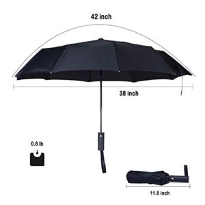 PFFY Travel Compact Umbrella Windproof Lightweight Automatic Strong and Portable Small Folding Collapsible Umbrellas for Rain - Men and Women NavyBlack