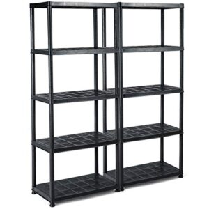 giantex 2 pieces 5-tier ventilated shelving storage rack, free standing multi-use shelf unit, no tools required, 28“l x 15”w x 67“h