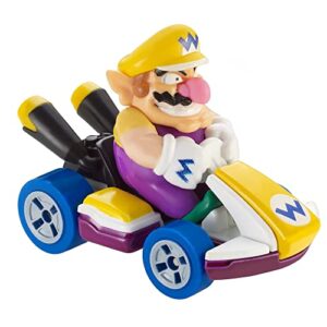 hot wheels mario kart wario die-cast character car 1:64 scale, purple