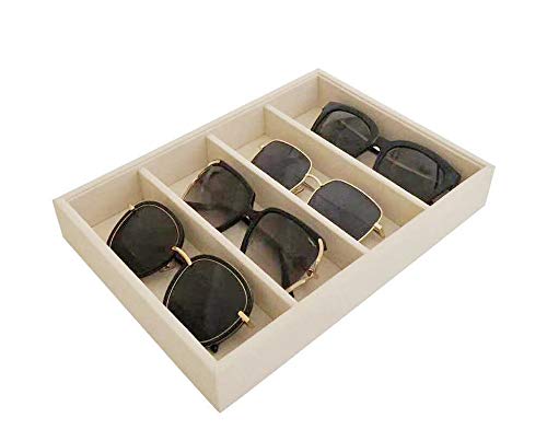 Svea Display Creamy Beige Velvet Stackable Premium Grade Jewelry Show Tray Organizer (Glasses Tray)