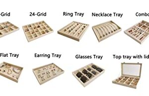 Svea Display Creamy Beige Velvet Stackable Premium Grade Jewelry Show Tray Organizer (Glasses Tray)